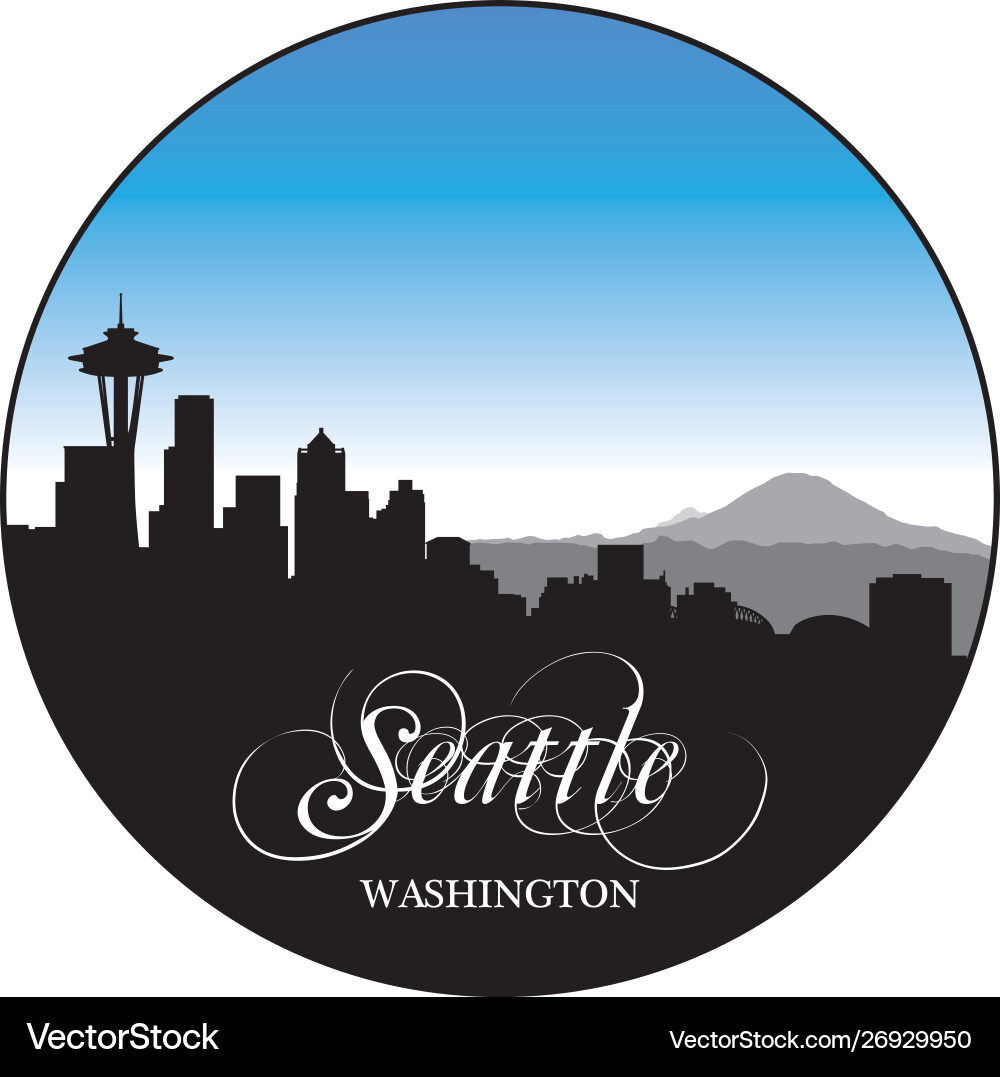Seattle washington skyline with various sights Vector Image