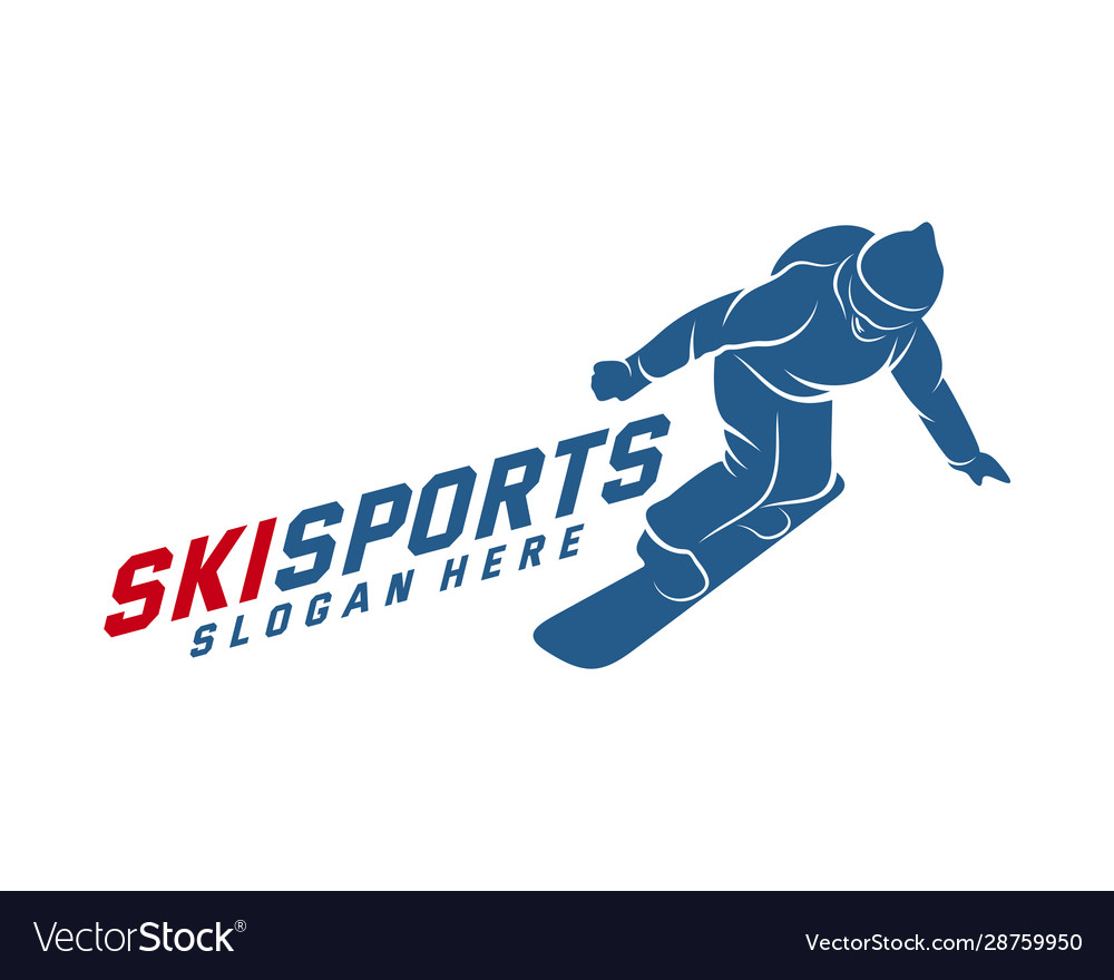 Silhouette ski logo design winter sports Vector Image