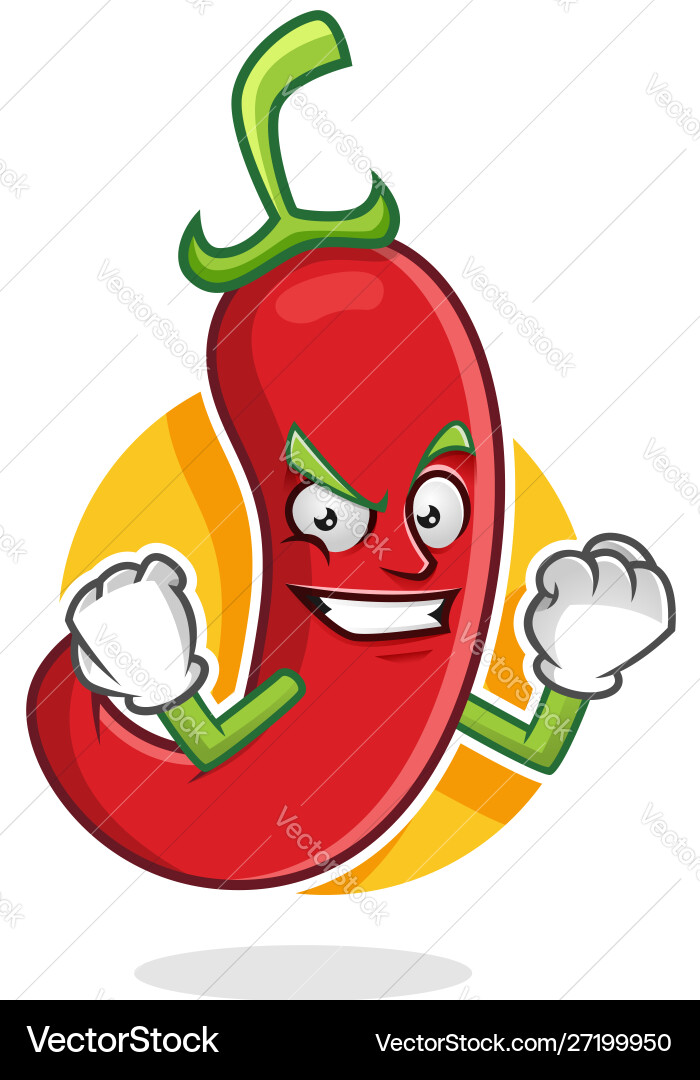 Strong chili pepper mascot character Royalty Free Vector