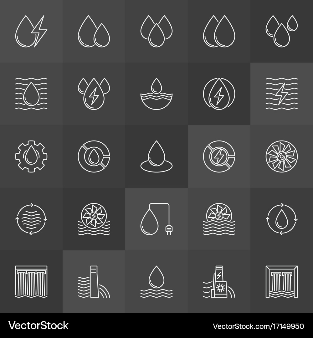 Water power icons Royalty Free Vector Image - VectorStock