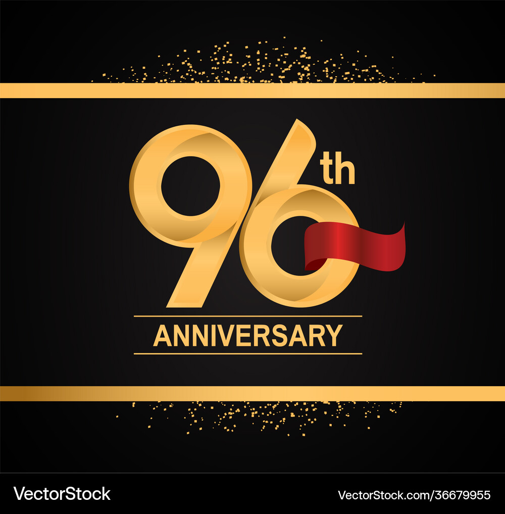 96 years anniversary logotype with premium gold Vector Image