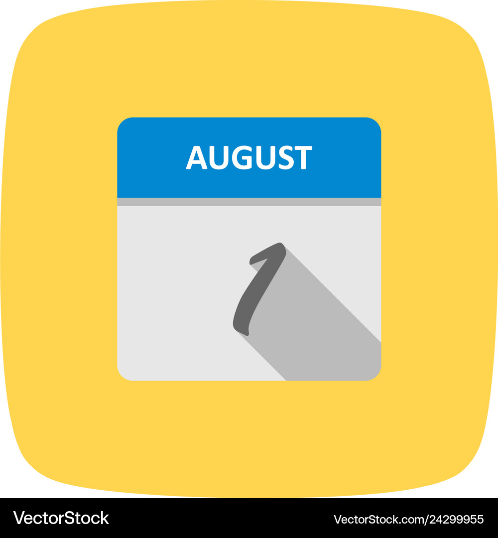 August 1st date on a single day calendar Vector Image