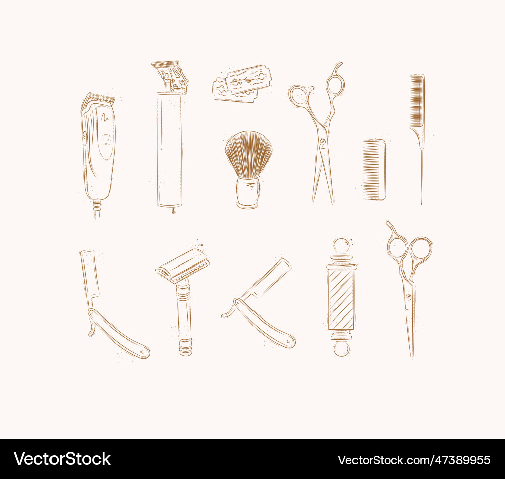 Barbershop collection with clipper trimmer Vector Image