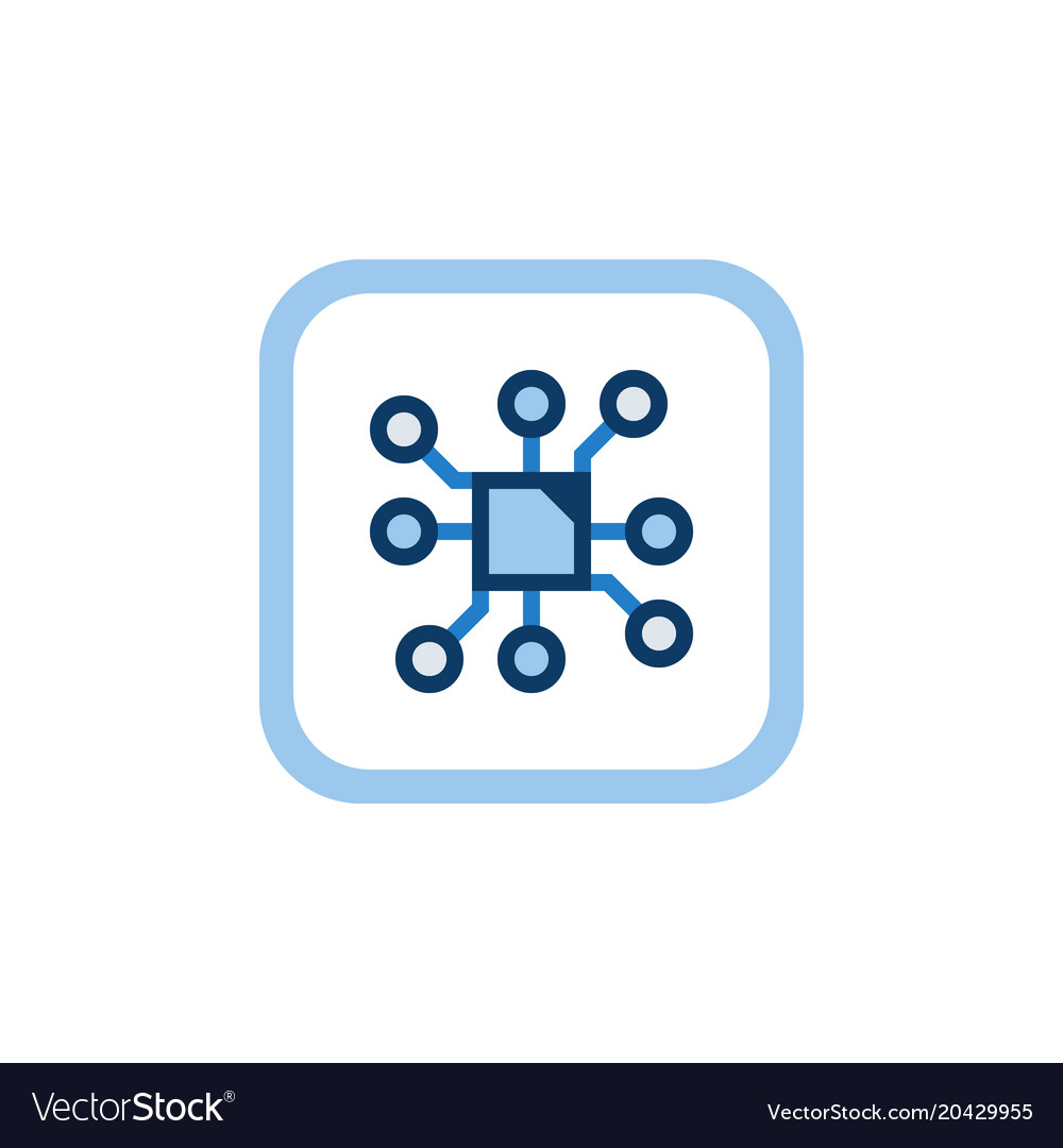 Computer chip flat concept icon Royalty Free Vector Image