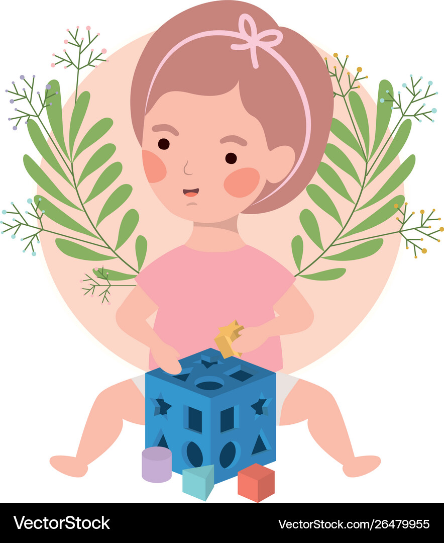 Cute baby playing avatar character Royalty Free Vector Image