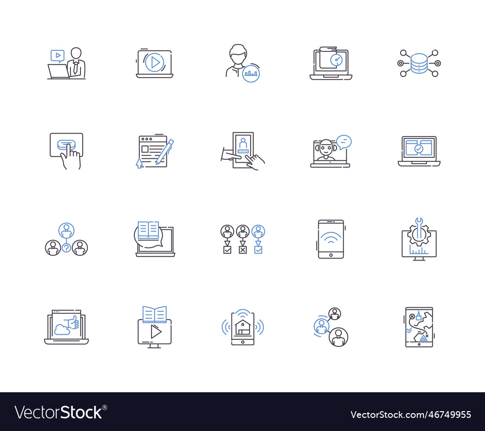 Digital customer experience outline icons Vector Image Digital customer experience outline icons Vector Image