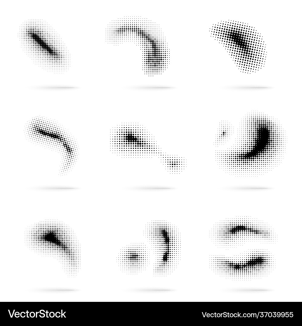 Halftone dots shapes abstract swirl dotted wave Vector Image