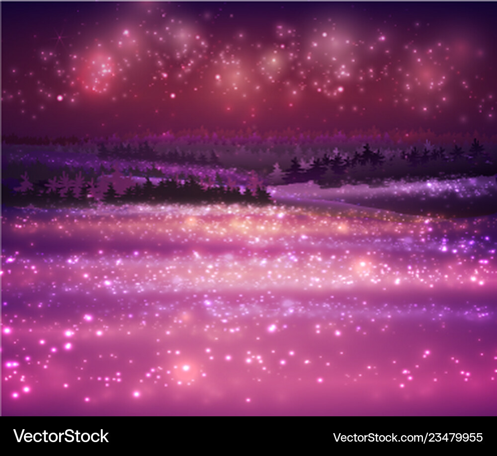 Magic winter snow background with night stars Vector Image