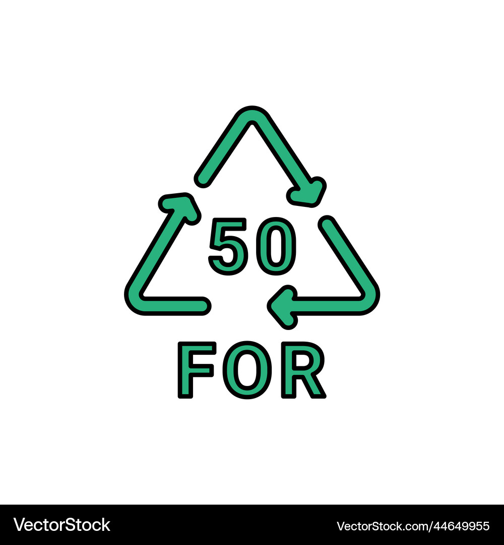 Organic recycling code for 50 line icon Royalty Free Vector