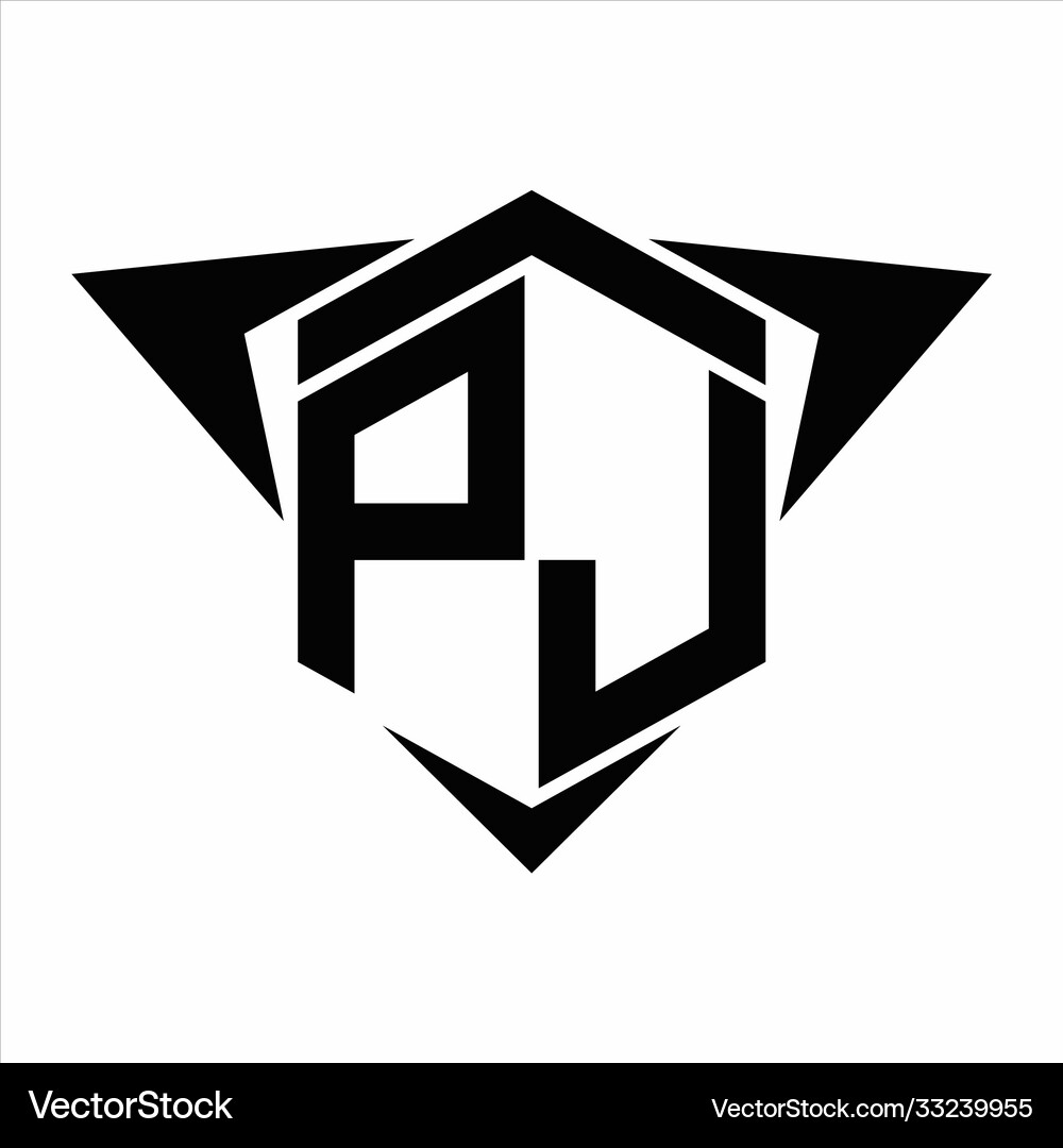 Pj logo monogram with wings arrow around design Vector Image
