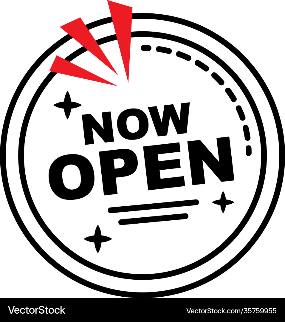 Reopening lettering in sticker half line style Vector Image