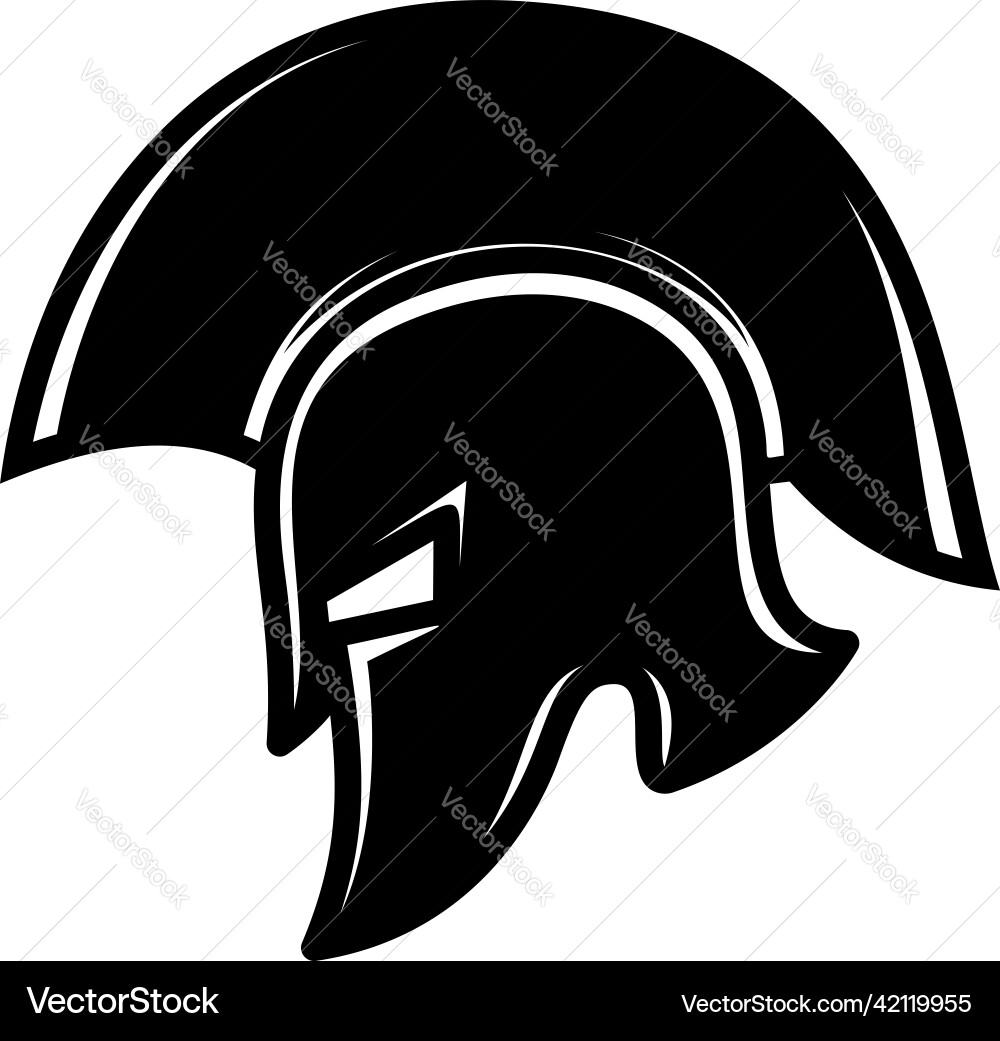Spartan helmet in monochrome style design element Vector Image