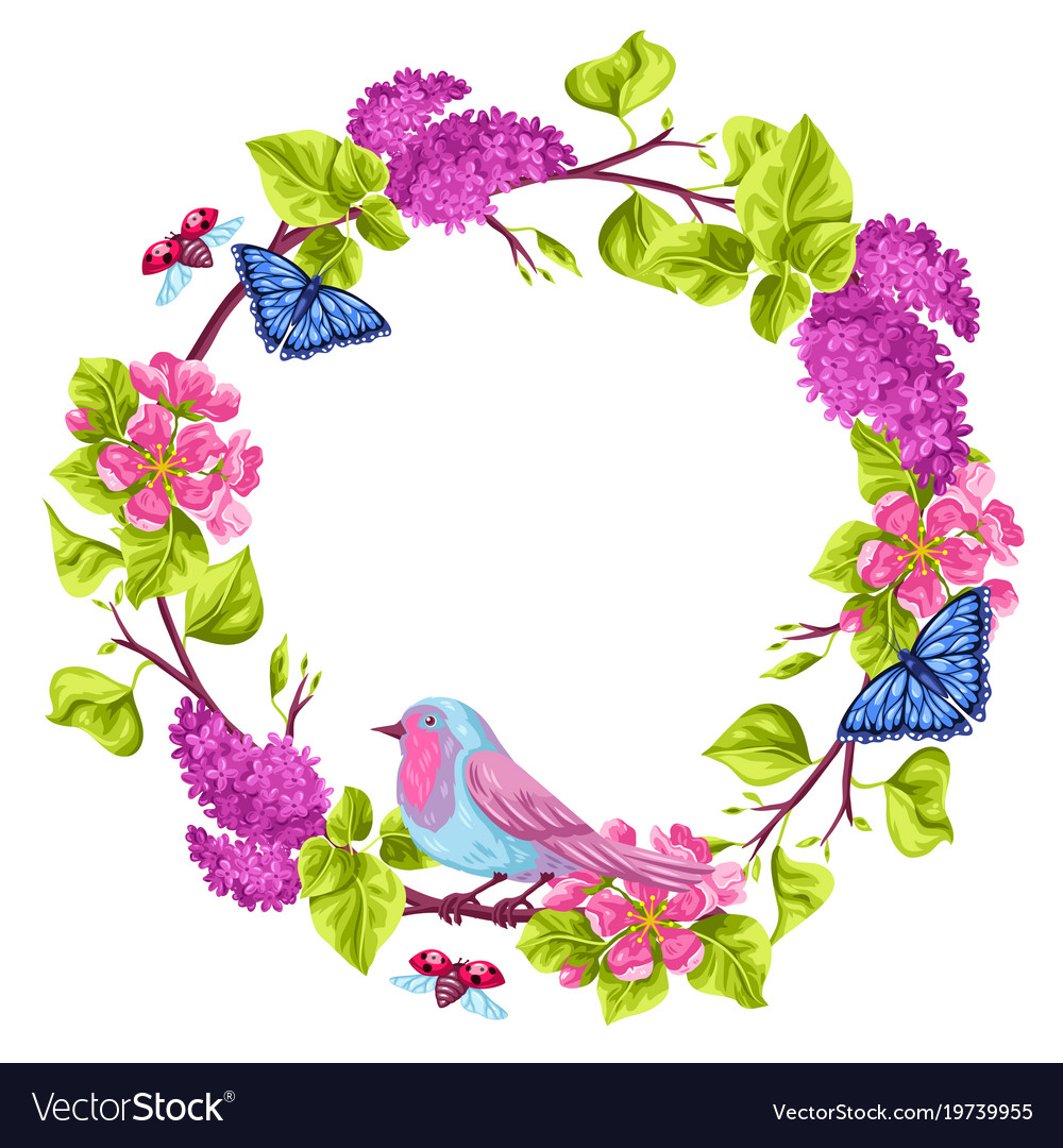 Spring garden frame natural with Royalty Free Vector Image