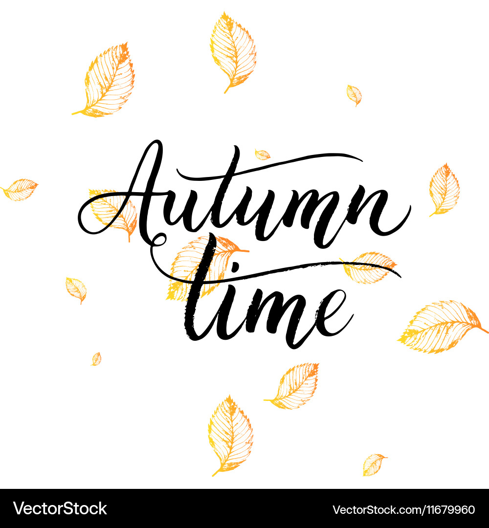 Autumn time text - hand painted lettering with Vector Image