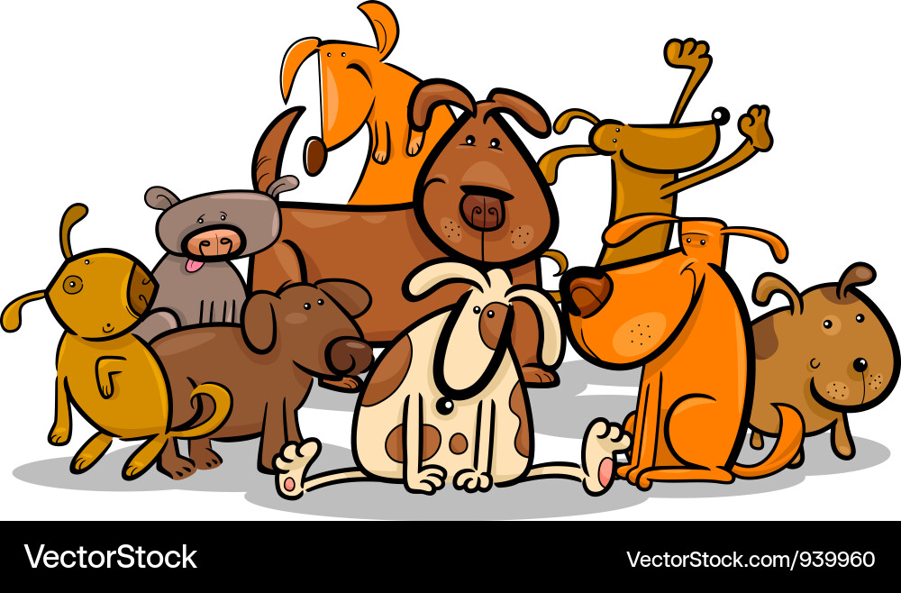 Cartoon group cute dogs Royalty Free Vector Image