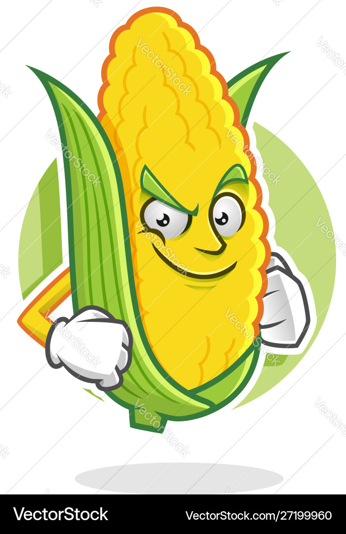 Confident corn mascot character cartoon Royalty Free Vector