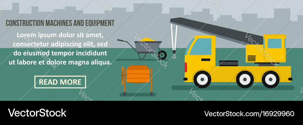 Construction machines and equipment banner Vector Image