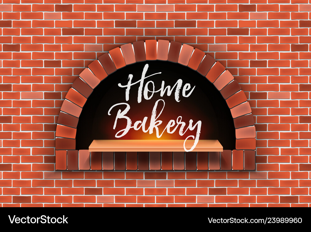 Creative of stone brick pizza Royalty Free Vector Image