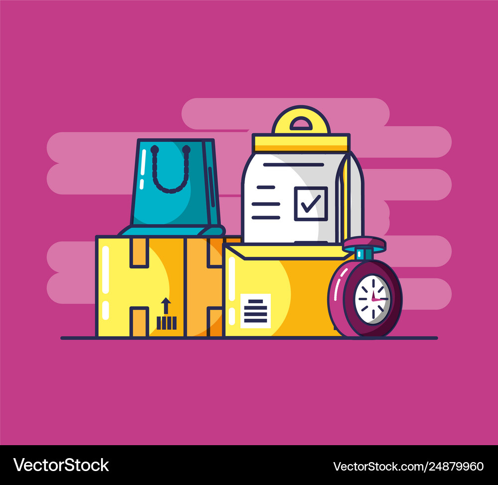Delivery service order and icons Royalty Free Vector Image