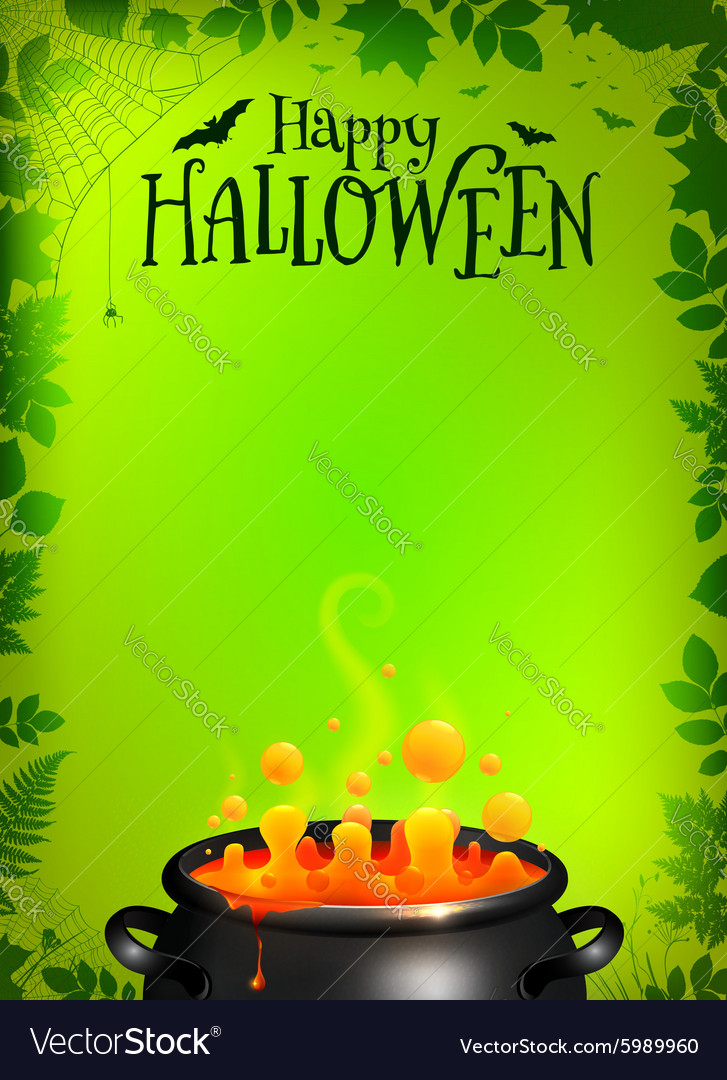 Green Halloween Poster Template With Orange Potion