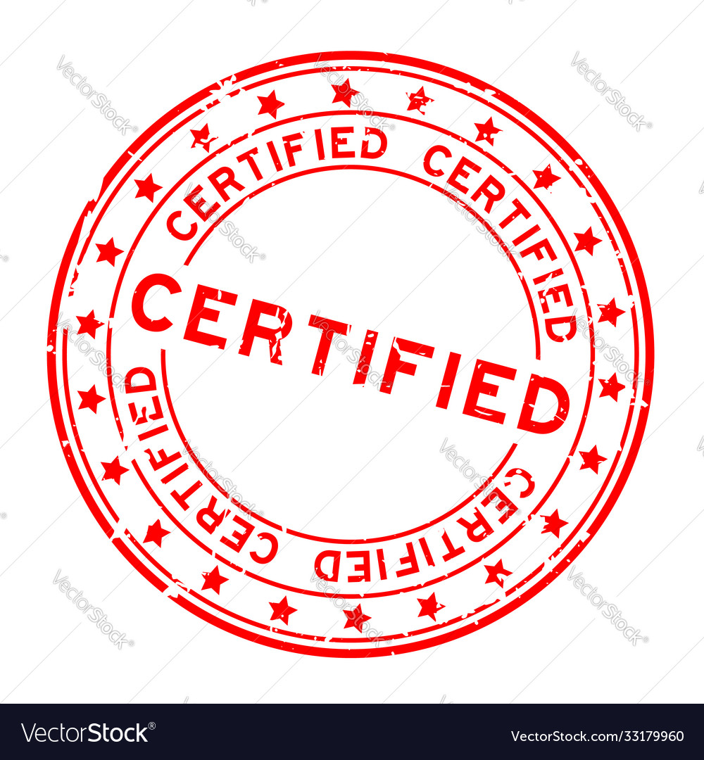 Grunge red certified word round rubber seal stamp Vector Image