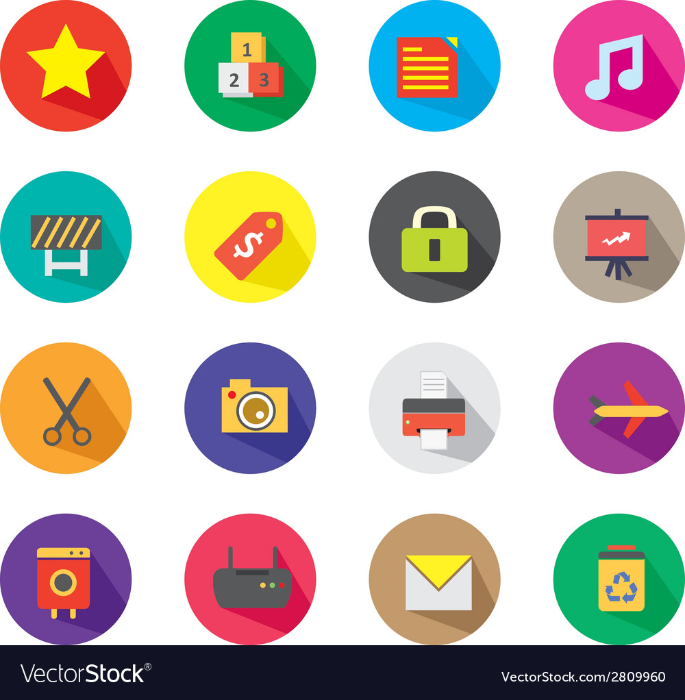 Long shadow icons 3 Royalty Free Vector Image - VectorStock