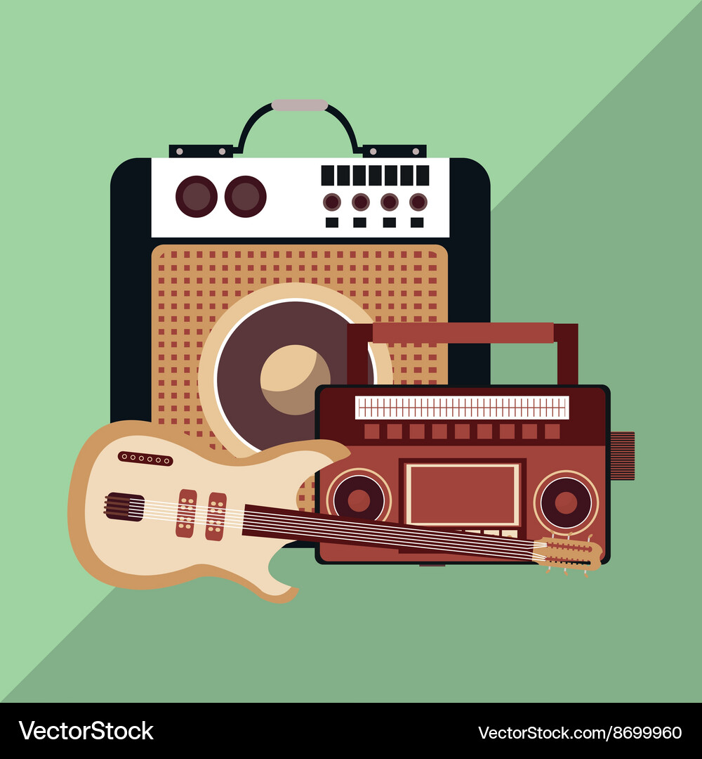 Music icon retro concept flat Royalty Free Vector Image