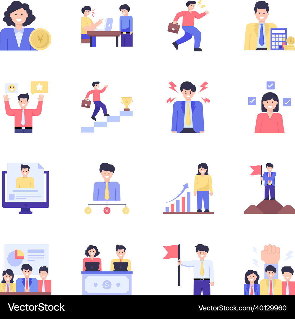 Pack of employees flat characters Royalty Free Vector Image