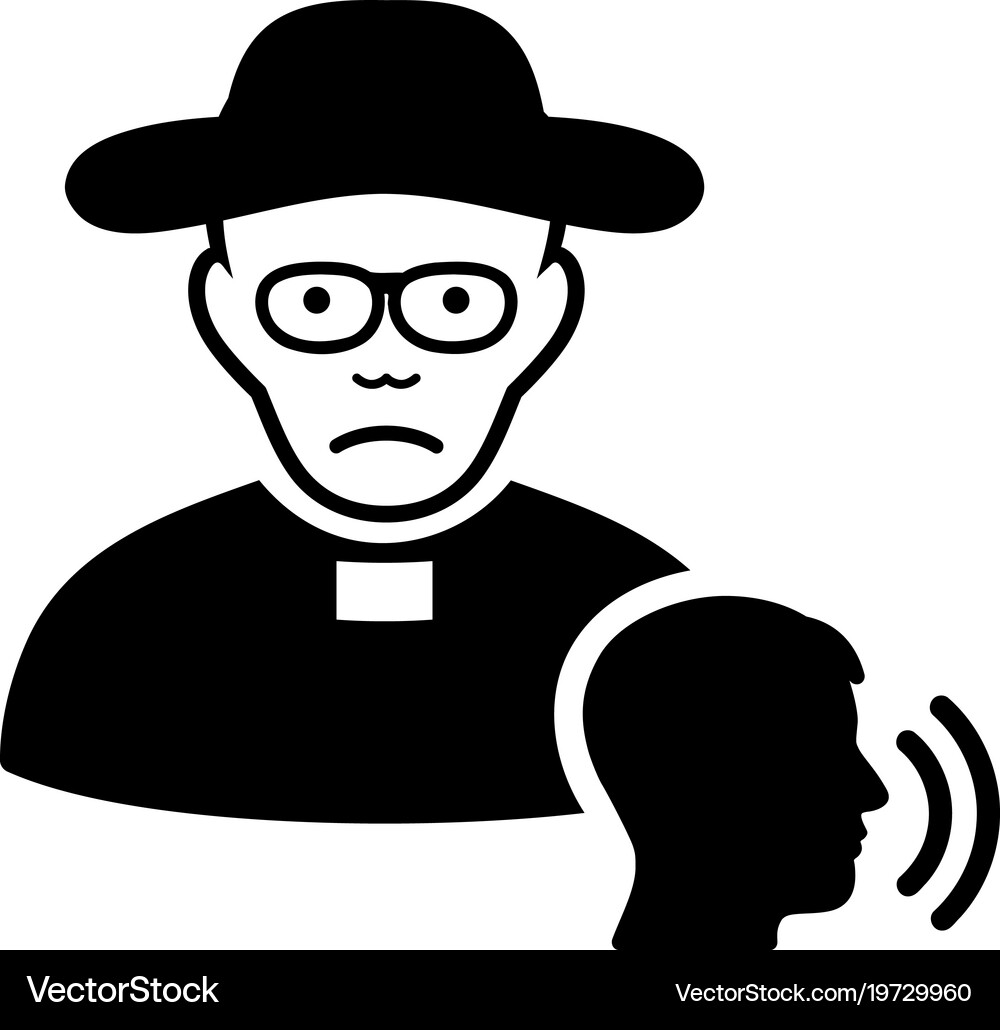 Sad believer confession black icon Royalty Free Vector Image