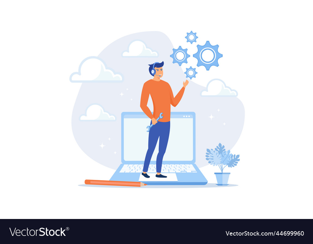 Support staff help fixing technical problem help Vector Image