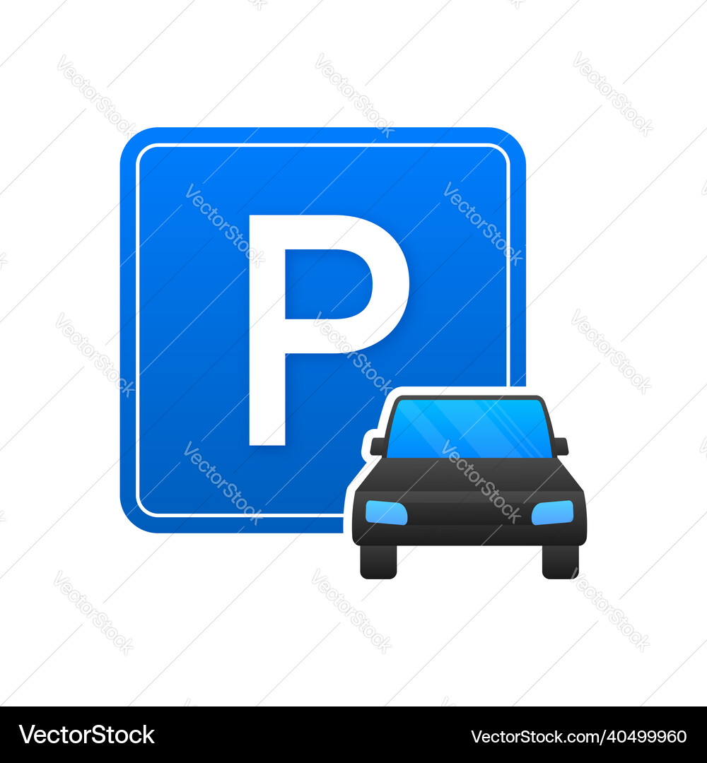 Template with blue parking logo icon label Vector Image