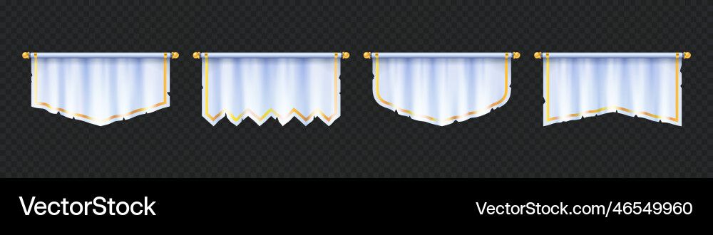 White horizontal pennant medieval flag banner Vector Image