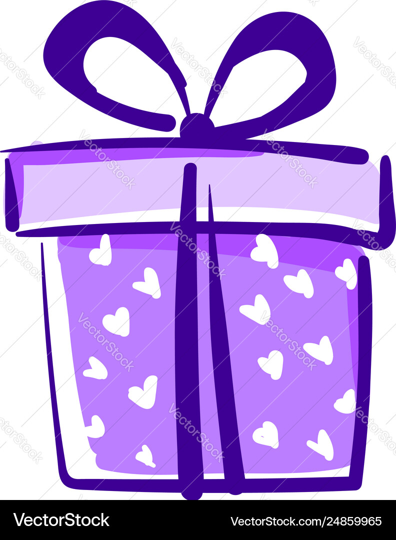 A surprise box wrapped with purple decorative Vector Image