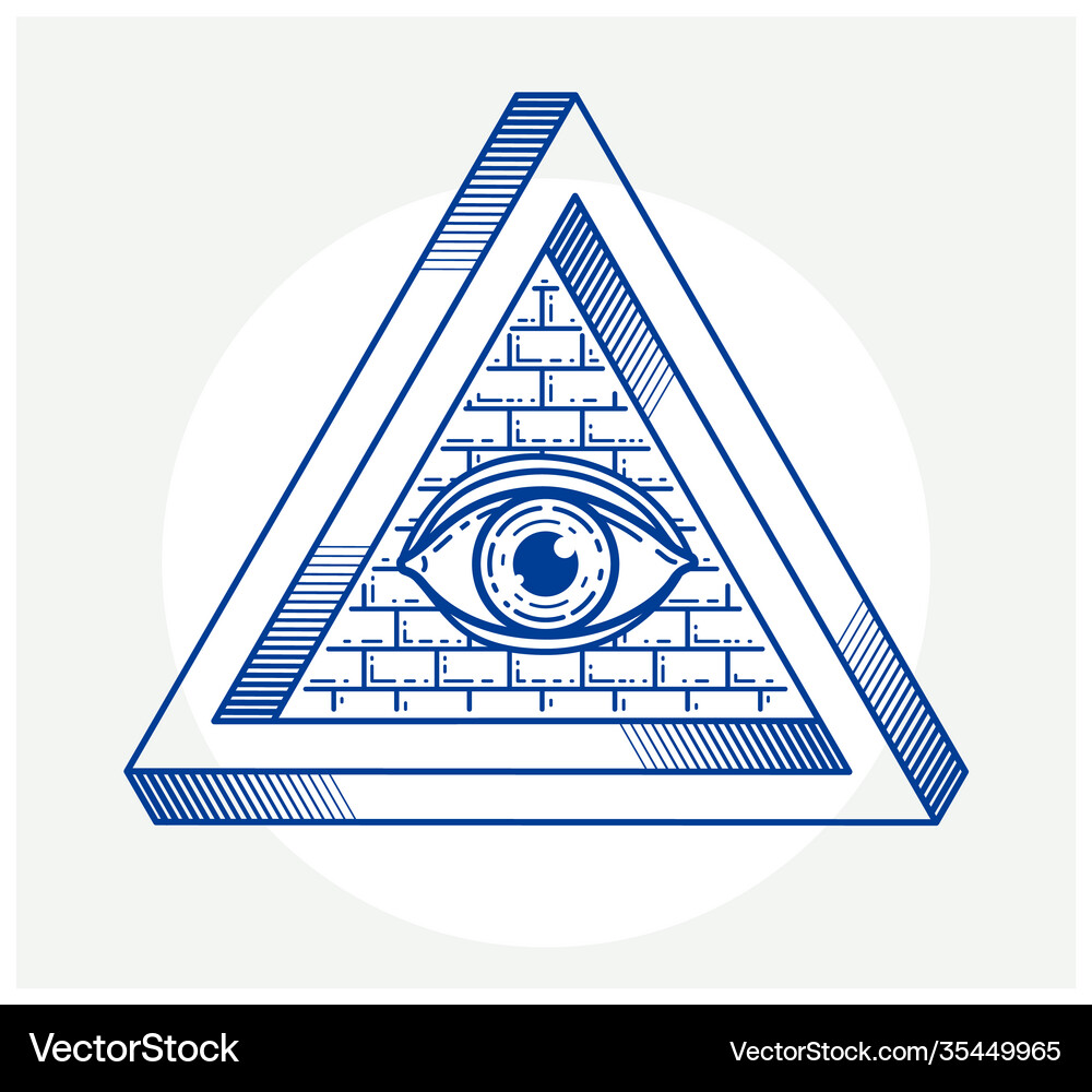 All seeing eye god in sacred geometry triangle Vector Image