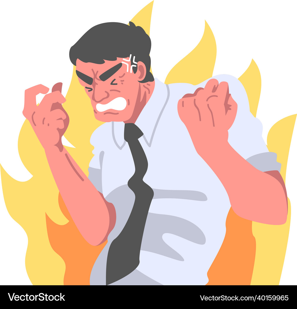 Furious chief screaming and yelling in anger Vector Image
