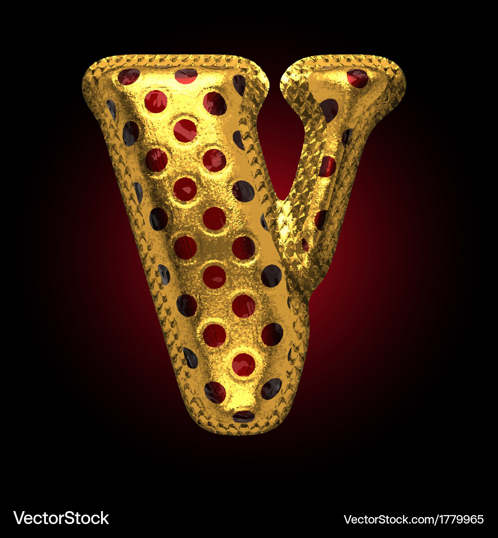 Golden and red letter v Royalty Free Vector Image