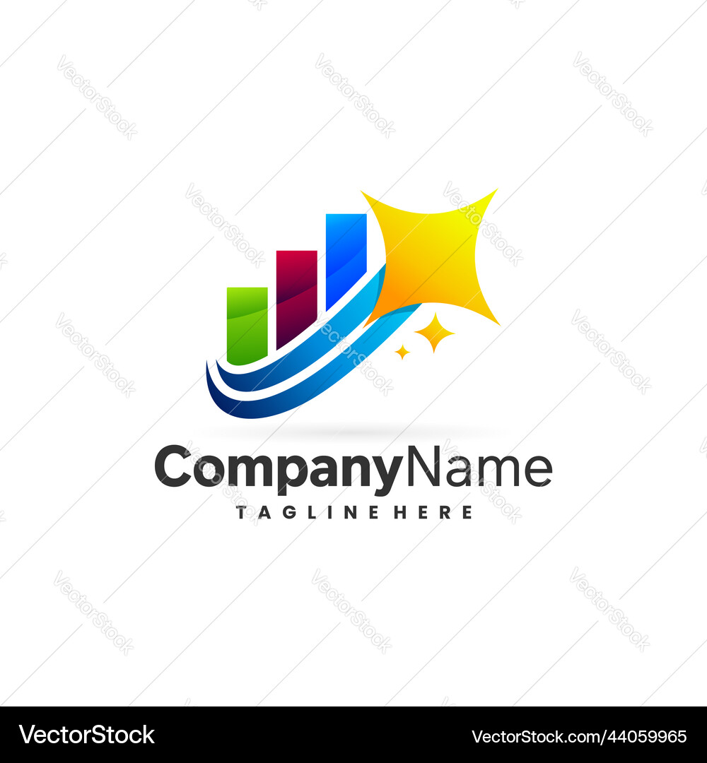 Growth business logo with star concept Royalty Free Vector