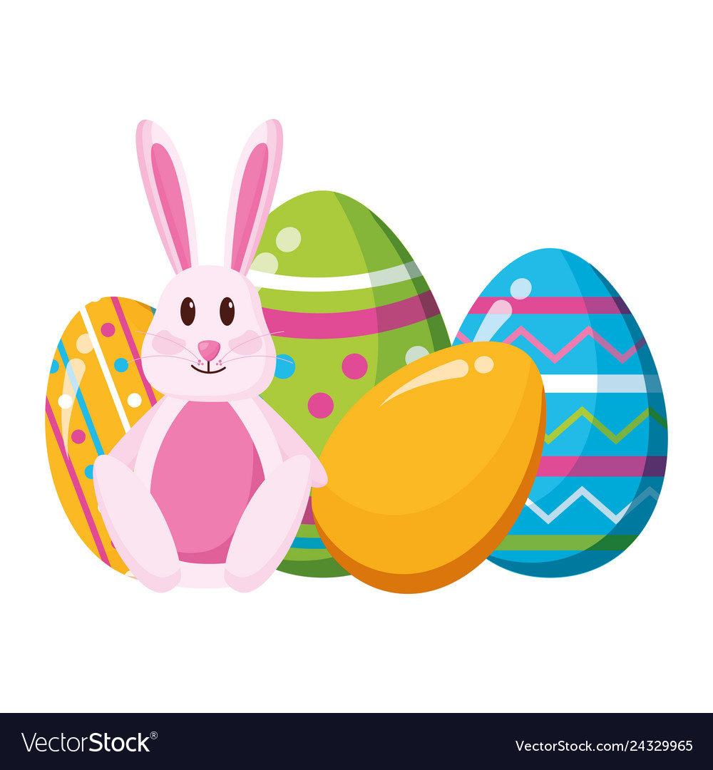 Happy easter rabbit eggs Royalty Free Vector Image