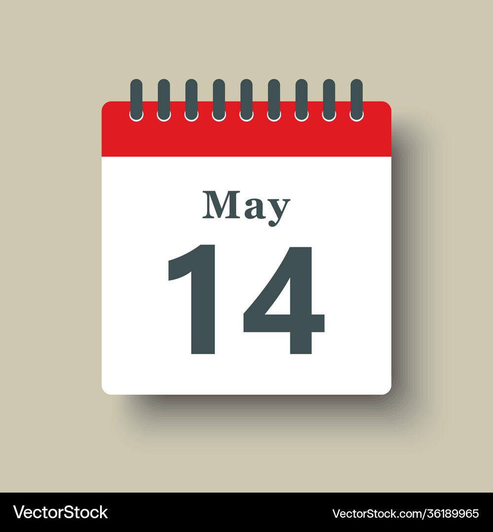 Icon day date 14 may template calendar page Vector Image