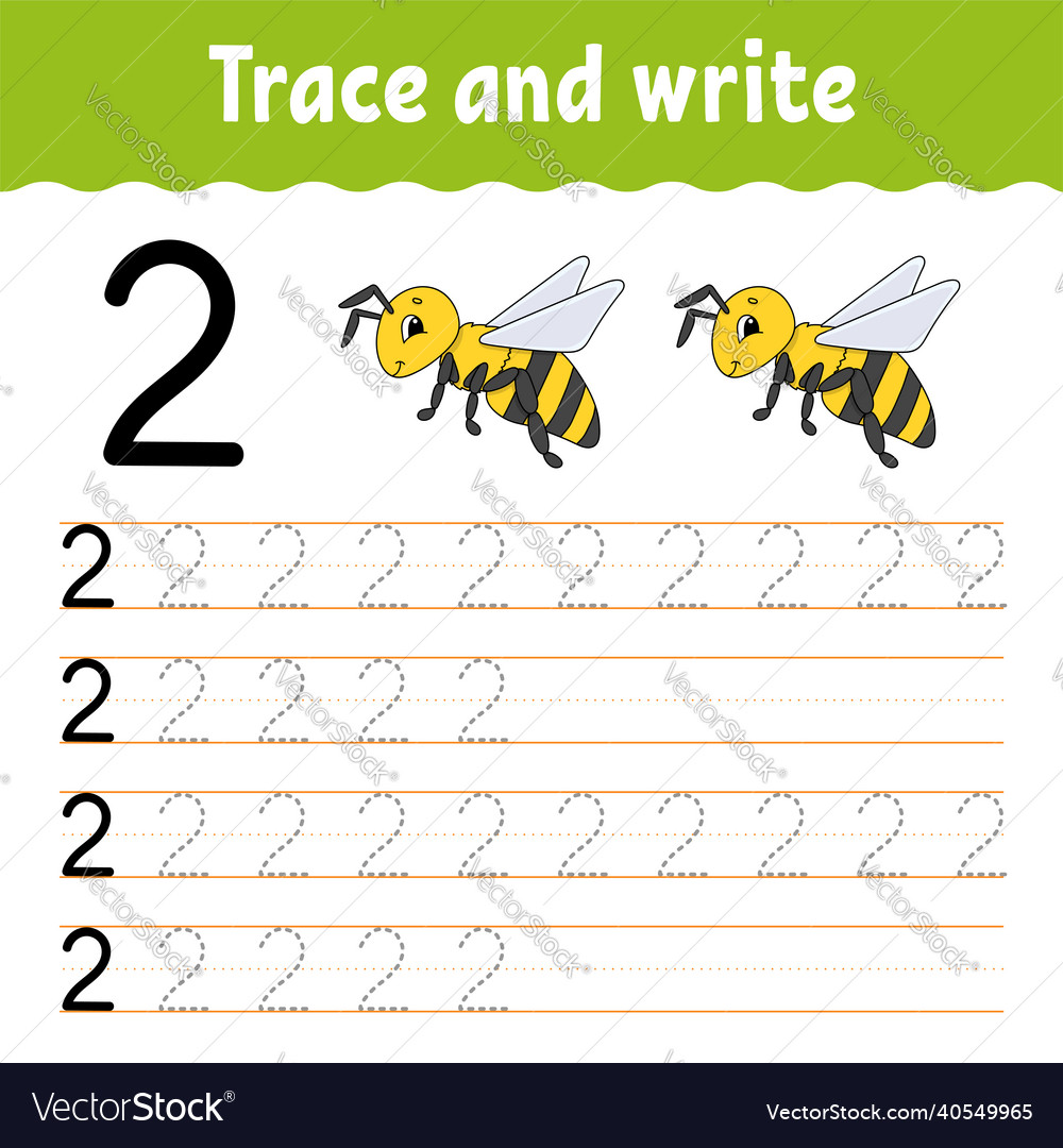 Learn numbers trace and write handwriting Vector Image