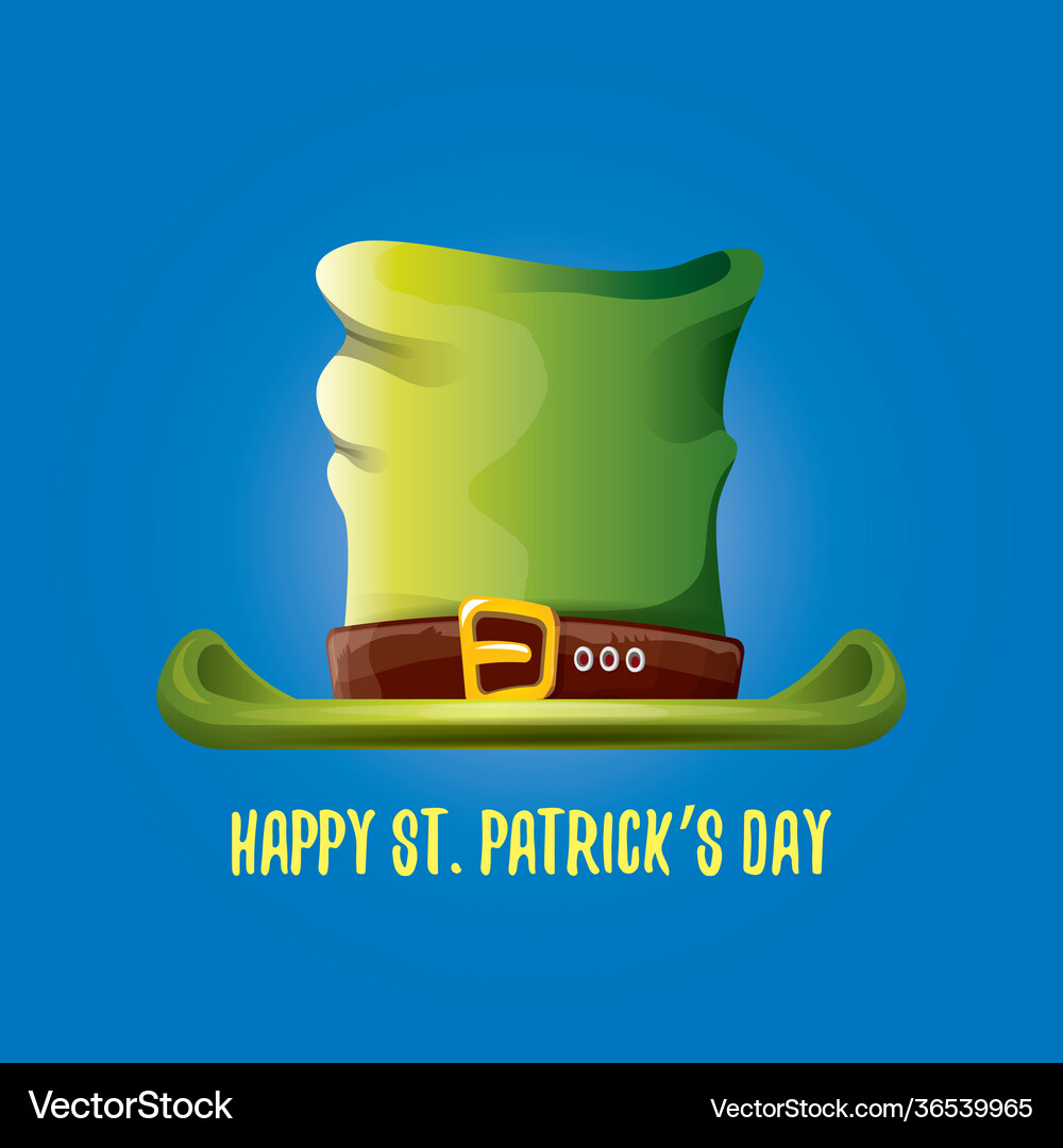Saint patricks day green glossy hat clover Vector Image
