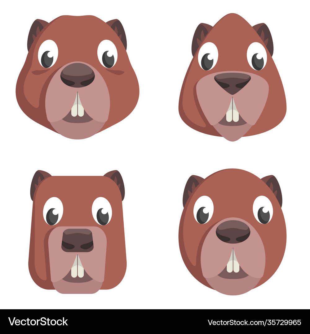 Set cartoon beavers Royalty Free Vector Image - VectorStock