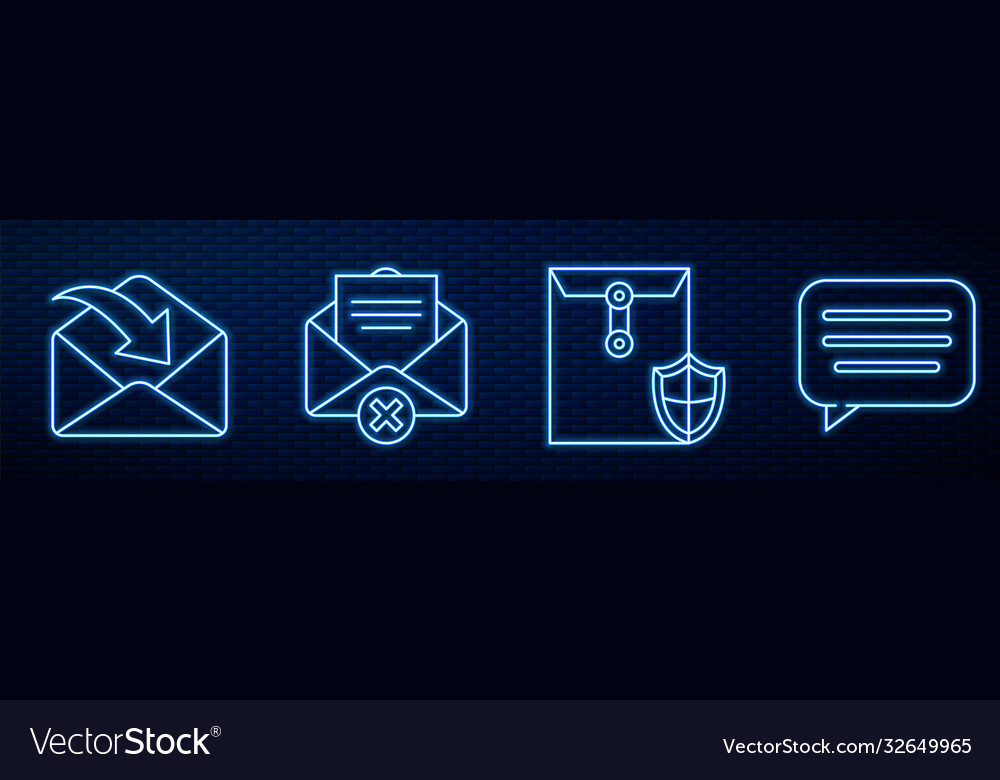 Set line envelope with shield envelope delete Vector Image Set line envelope with shield envelope delete Vector Image