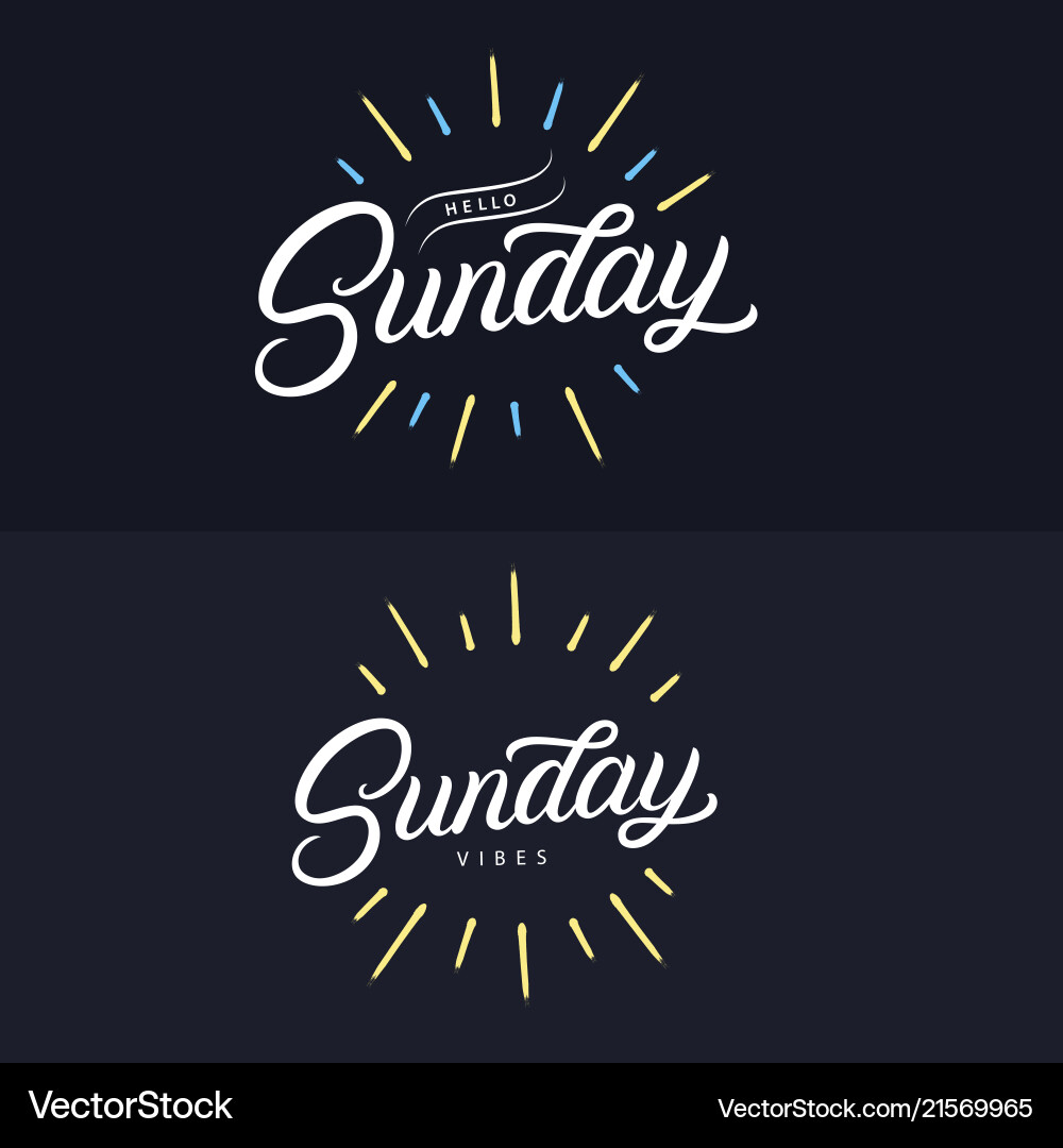 Sunday set hand written lettering quotes Vector Image