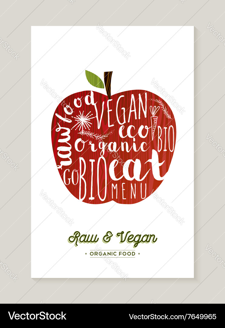 Vegan and raw food apple concept Royalty Free Vector Image