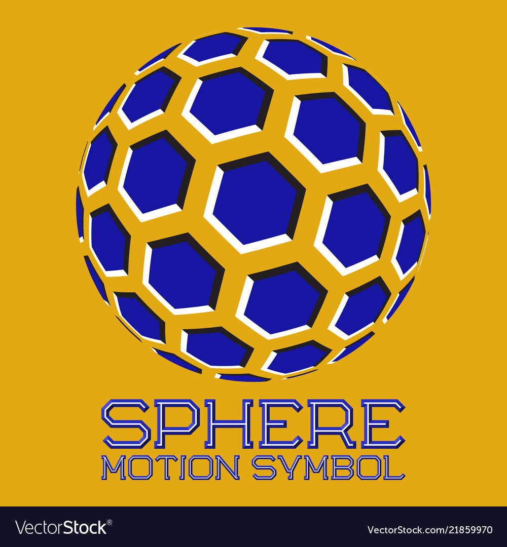 Abstract logo blue emblem with moving hexagons Vector Image