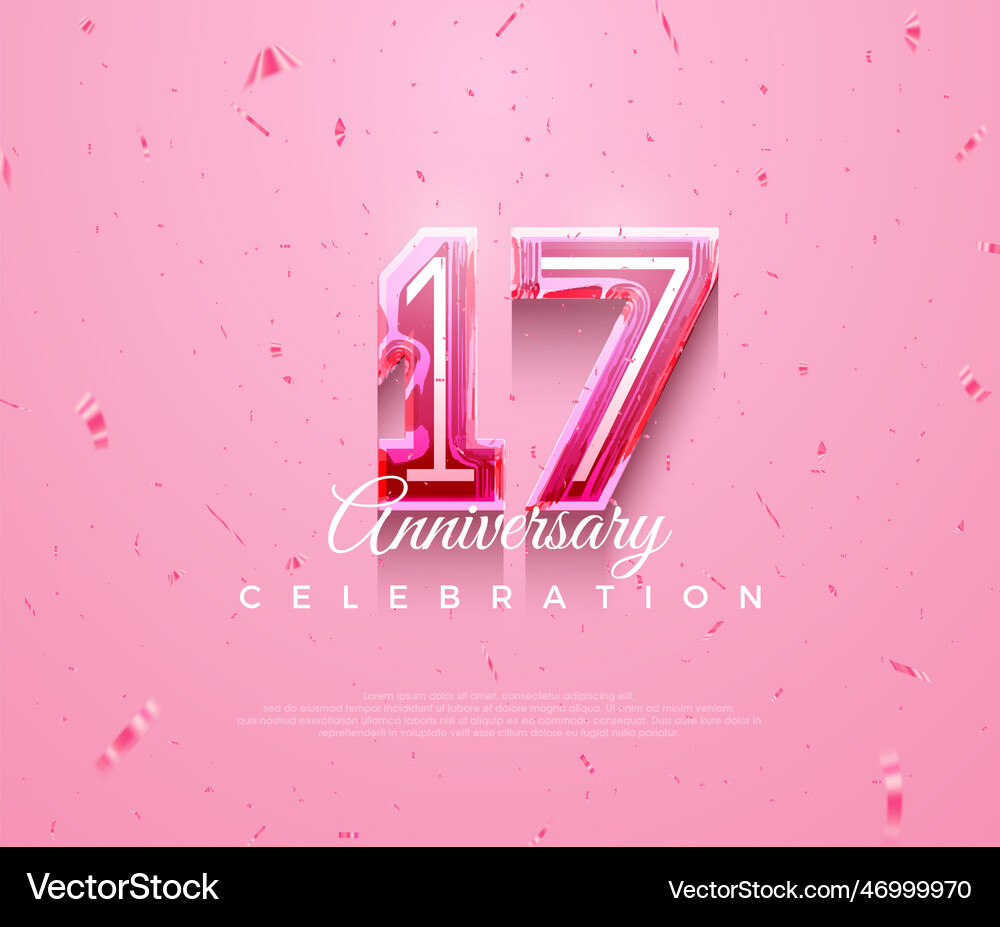 Beautiful 17th anniversary celebration design Vector Image
