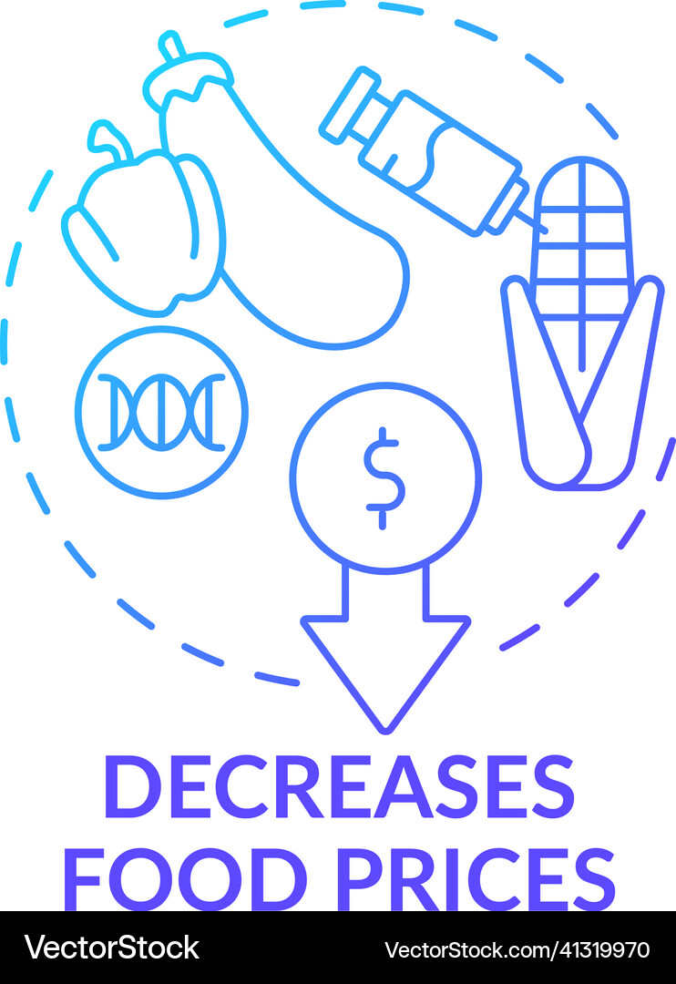 Decreases food prices blue gradient concept icon Vector Image