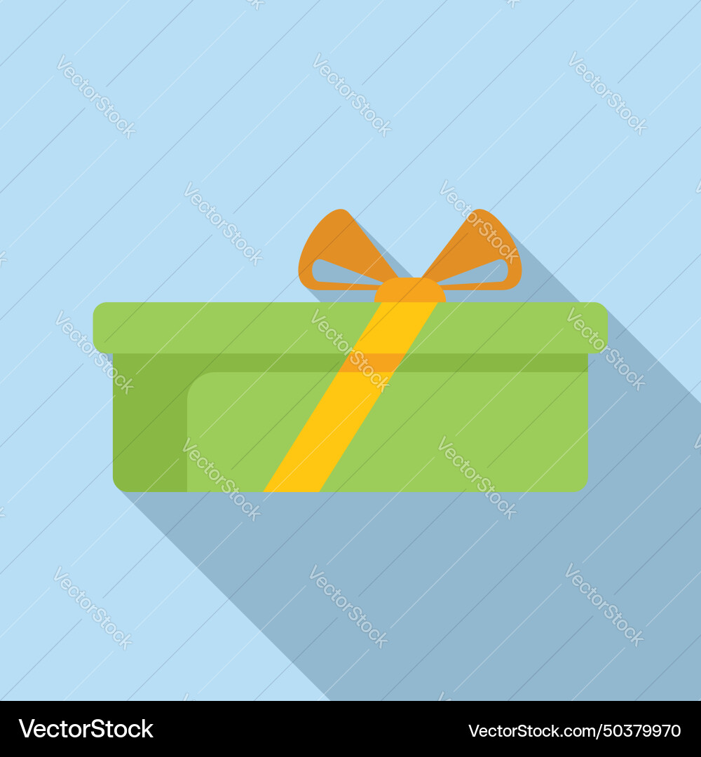 Festivity gift box icon flat prize gold Royalty Free Vector