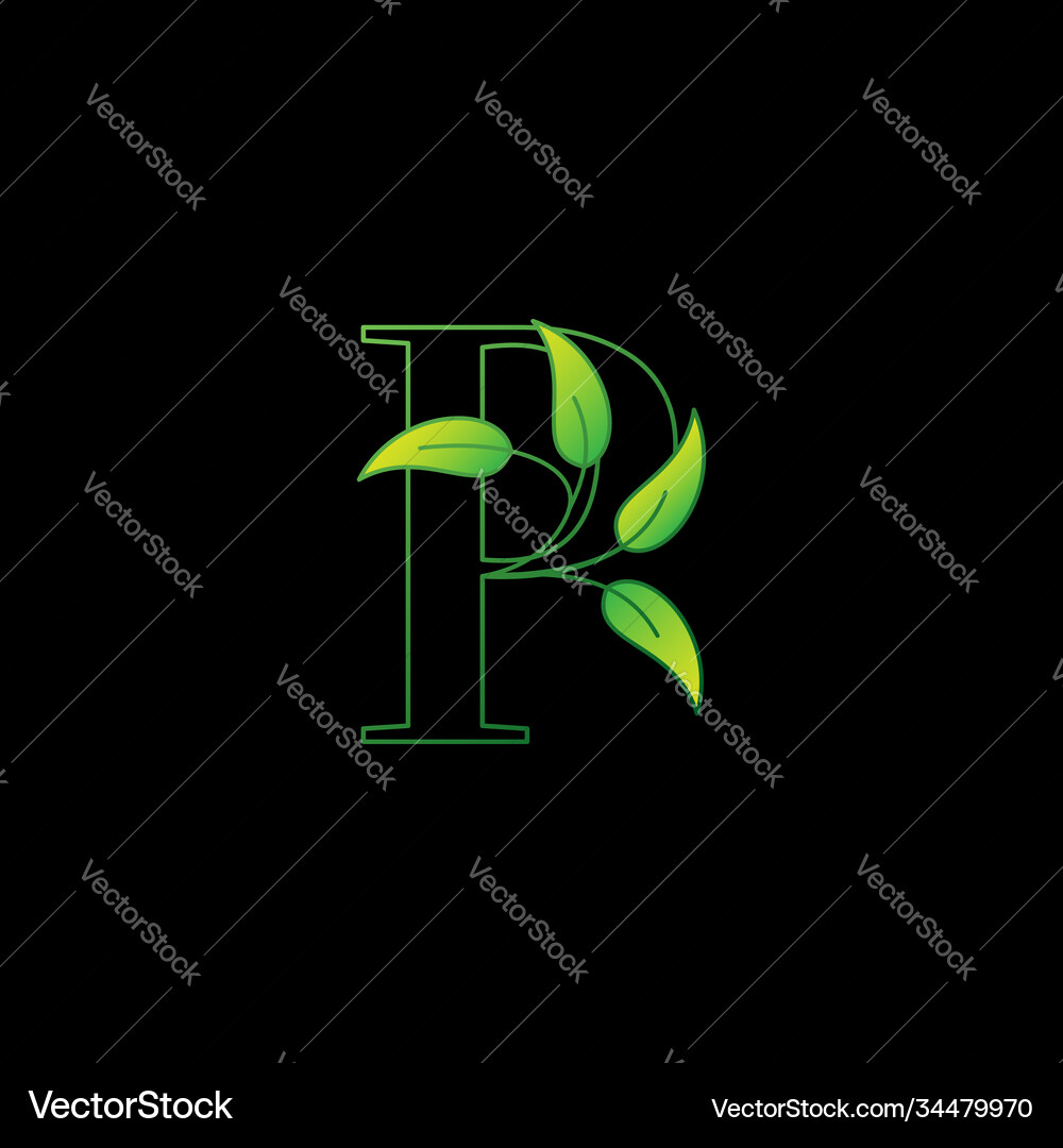 Green nature leaf letter p initial logo icon Vector Image